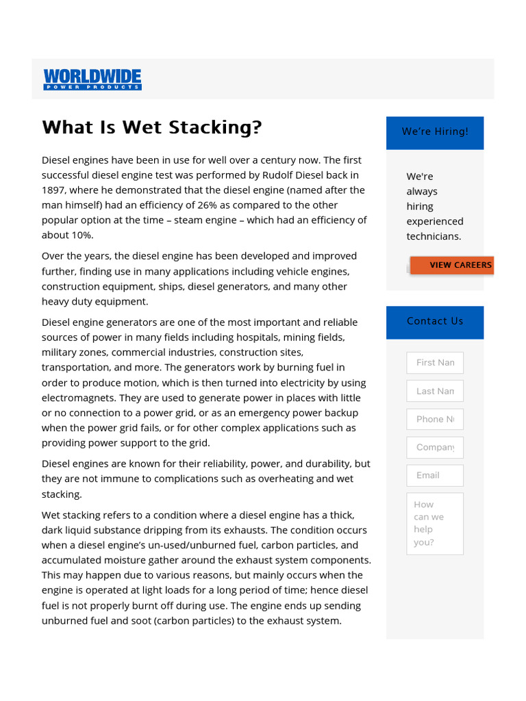 Diesel Generator Wet Stacking - What Is It & How To Prevent It? | PDF ...