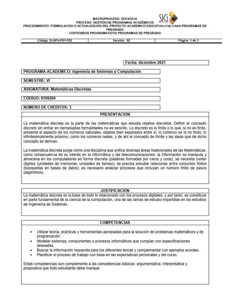 Matematicas Discretas 1 Pdf Ciencias De La Computación Informática