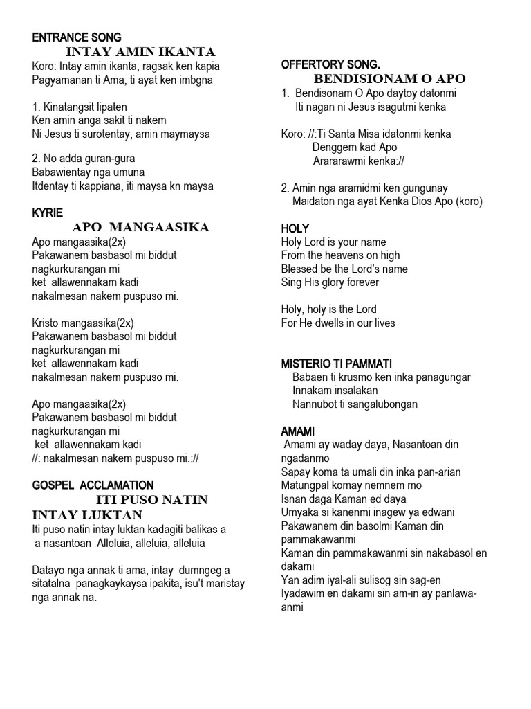 Entrance Song | PDF