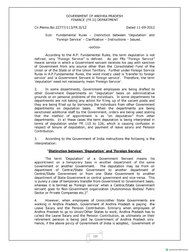 Deputation Vs Foreign Service Deputation | PDF
