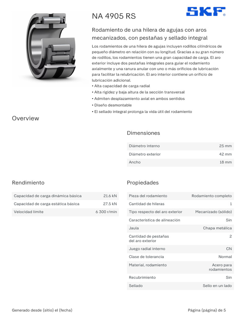 SKF NA 4905 RS Specification | Descargar gratis PDF | Red mundial | Internet y web