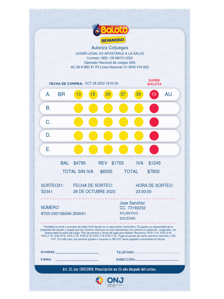 TiqueteBalotoWeb 20231104 | PDF