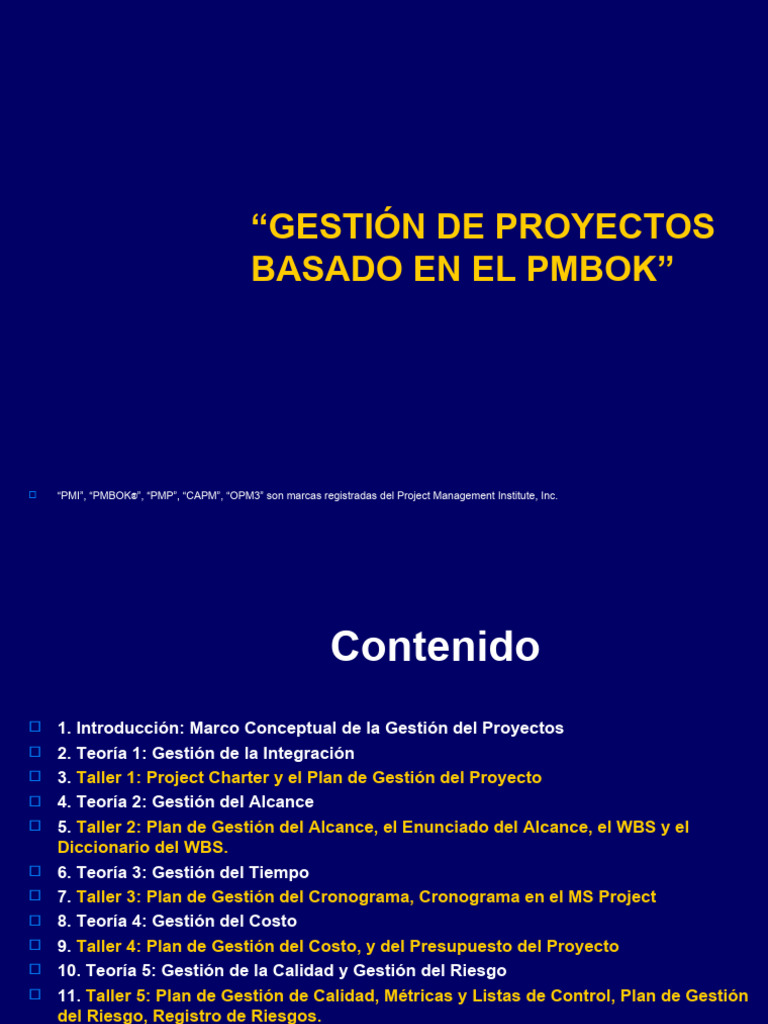 Gerencia de Proyectos Modelo PMBOK | PDF | Gestión de proyectos ...