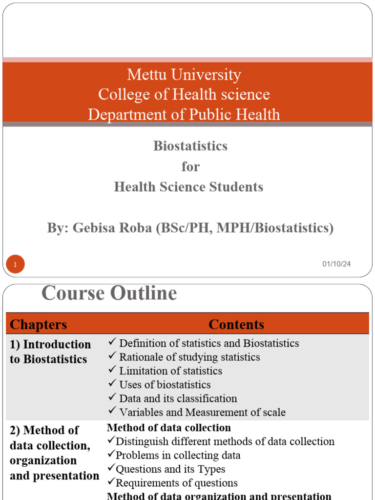 CH-1 Introduction to Biostatistics (1) | PDF | Statistics | Level Of ...