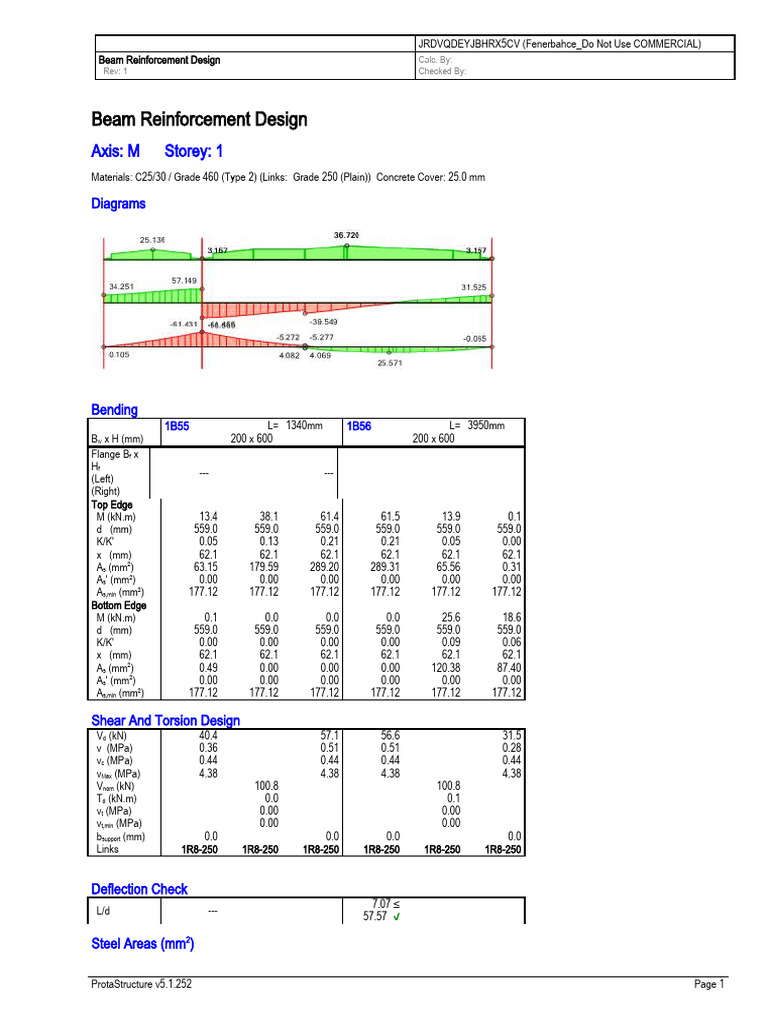 Beam Reinforcement Design 200x600 | PDF | Beam (Structure) | Mechanics