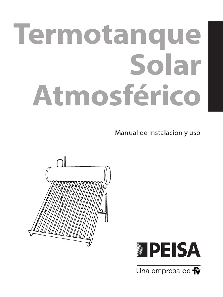 Manual Termotanque Solar Peisa | PDF | Agua | Tubo vacío