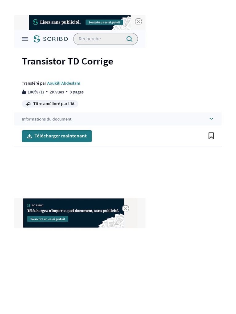 Transistor TD Corrige - PDF - Transistor Bipolaire - Composants Électriques | PDF