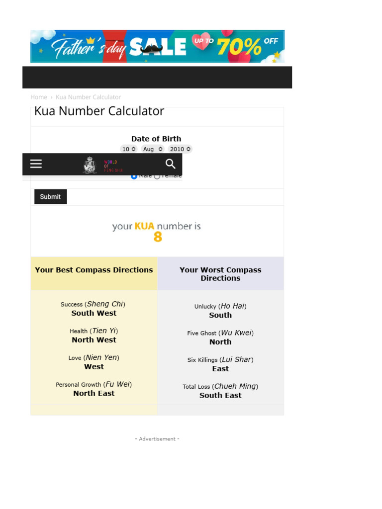 Kua Number Calculator | PDF