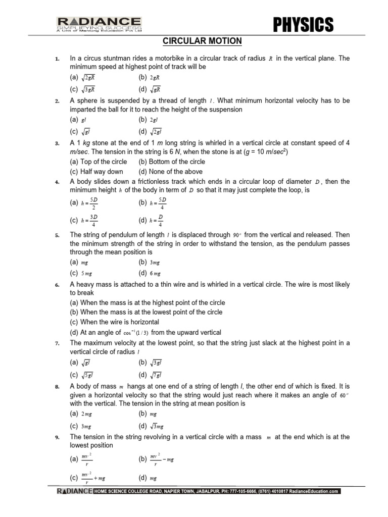 Sheet-3 | PDF | Tension (Physics) | Velocity