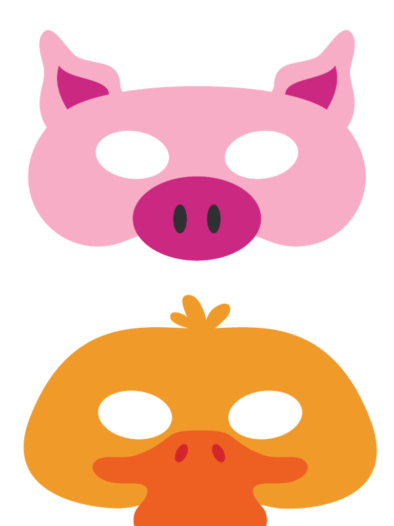Máscaras de Animales de Granja Juguetones Coloridas Imprimibles | PDF