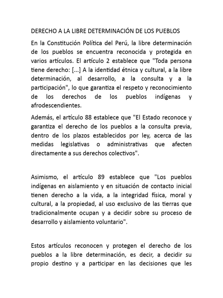 Derecho A La Libre Determinación de Los Pueblos | PDF