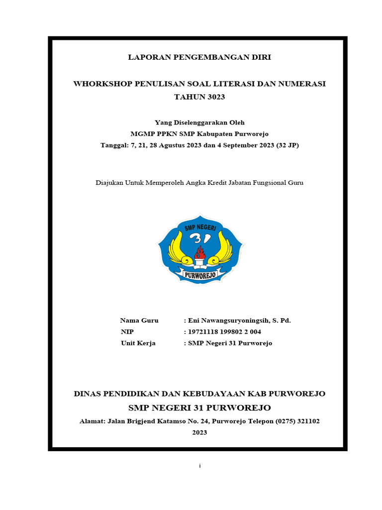 Lap. Diklat Mgmp-Sep-32 JW - Penulisan Literasi, Numerasi MGMP - 23 SMP ... Lap. Diklat Mgmp-Sep-32 JW - Penulisan Literasi, Numerasi MGMP - 23 SMP ...