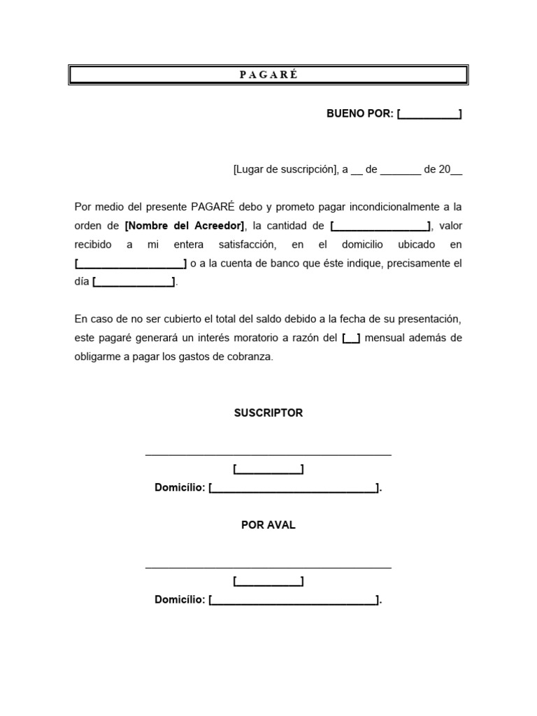 FORMATO DE PAGARE MÉXICO | PDF