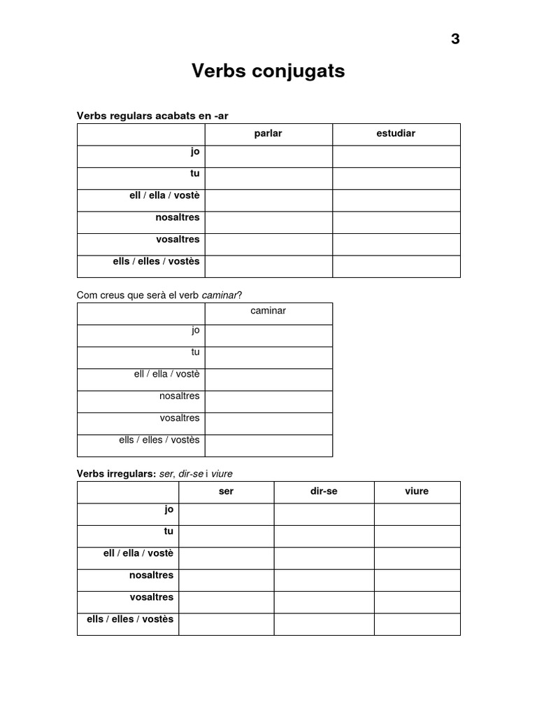 Català Inicial (A1) : Verbs Conjugats | PDF