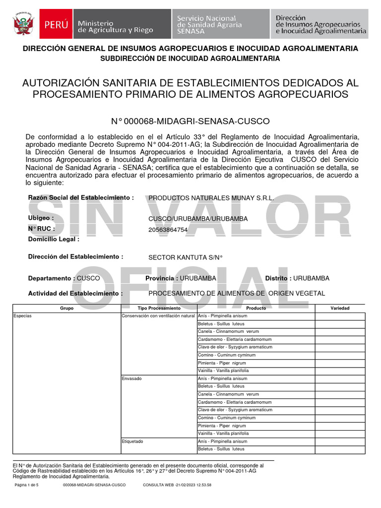 068 Minagri Senasa Pdf Nuez Quinua