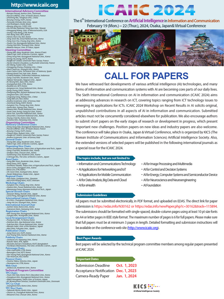 ICAIIC 2024 CFP v3 | PDF | Art | Technology & Engineering
