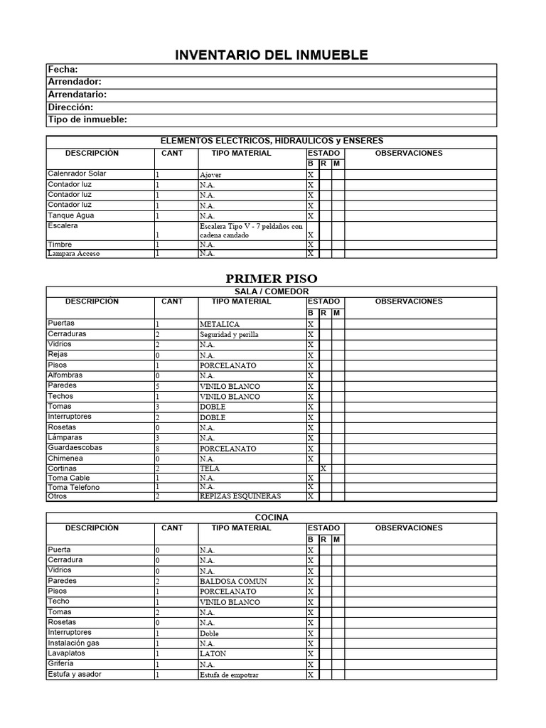 Inventario - Del - Inmueble FORMATO | PDF