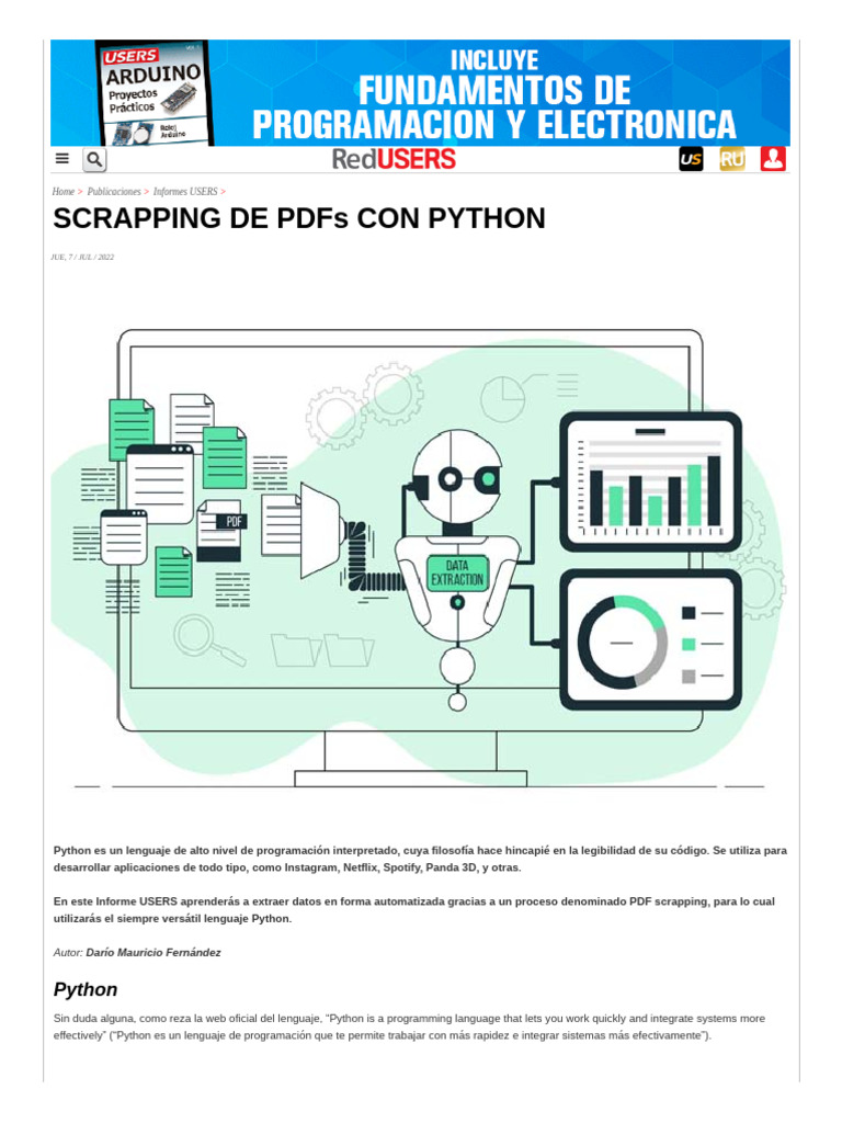 SCRAPPING DE PDFs CON PYTHON - RedUSERS | PDF | Python (lenguaje de programación) | Red mundial