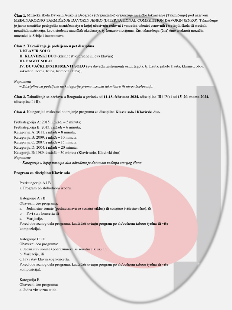 IC Jenko 2024 Propozicije SRP 1 | PDF