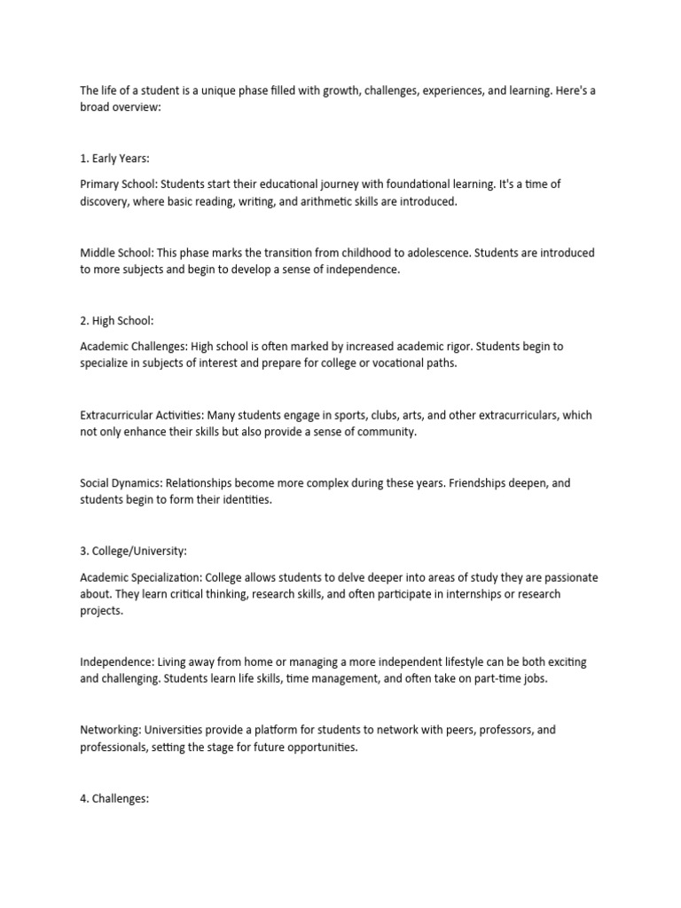 The Journey of Student Life Explained | PDF | Career & Growth