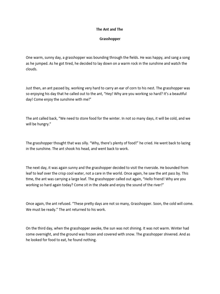 The Ant and The Grasshopper | PDF