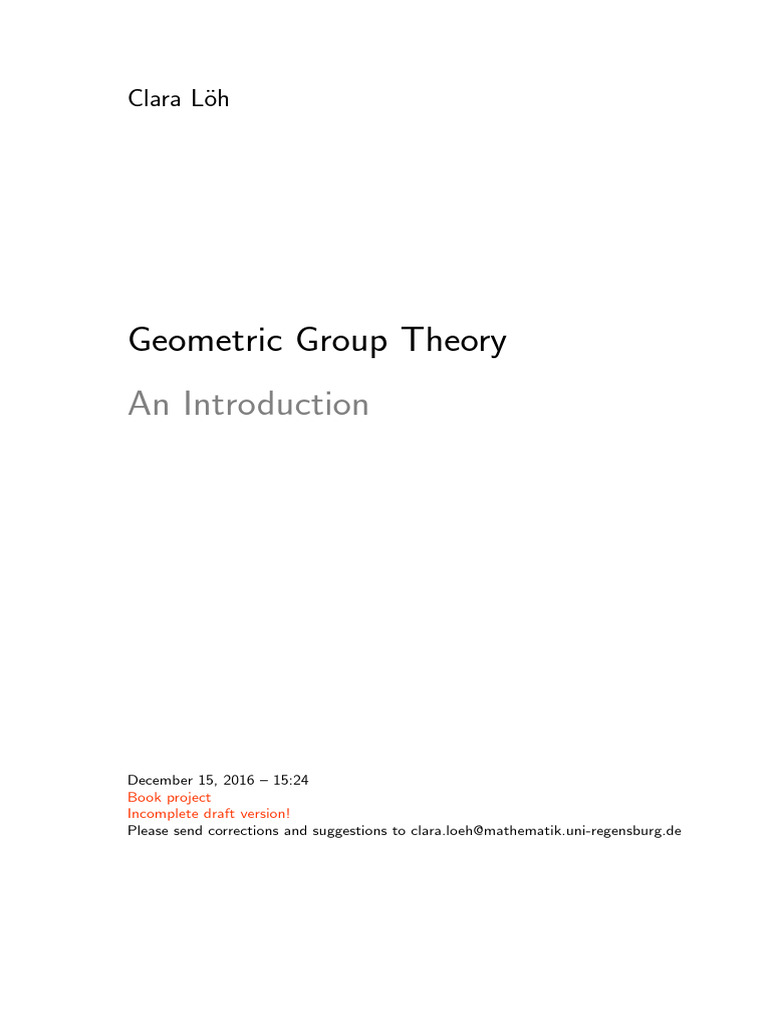 Loh C - Geometric Group Theory, An Introduction (2016) | PDF | Group ...