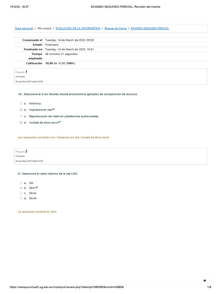 EXAMEN SEGUNDO PARCIAL - Revisión Del Intento | PDF | Informática | Tecnología