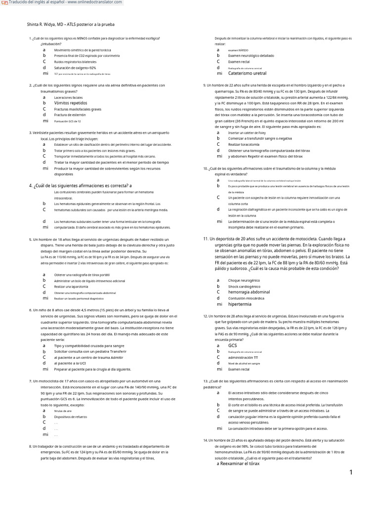 Post-Test-Atls en Es | PDF