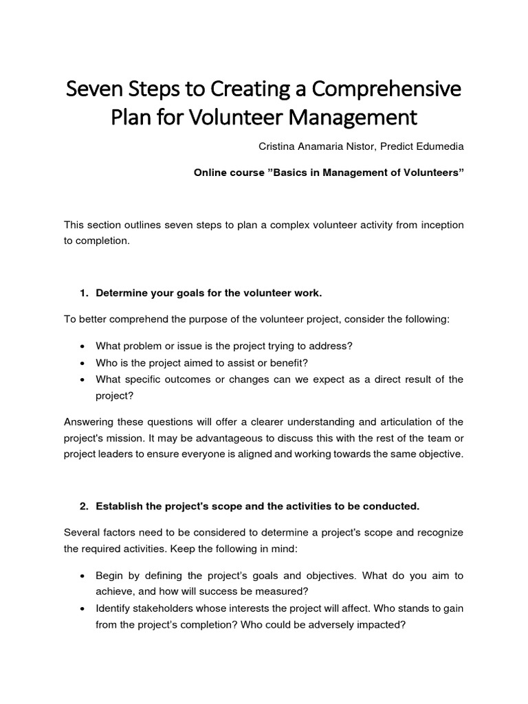 Article+ Plan+for+Volunteer+Management+v2 | PDF