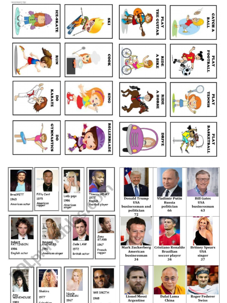 PLASHCARDS FAMOUS PEOPLE - ACTIONS | PDF
