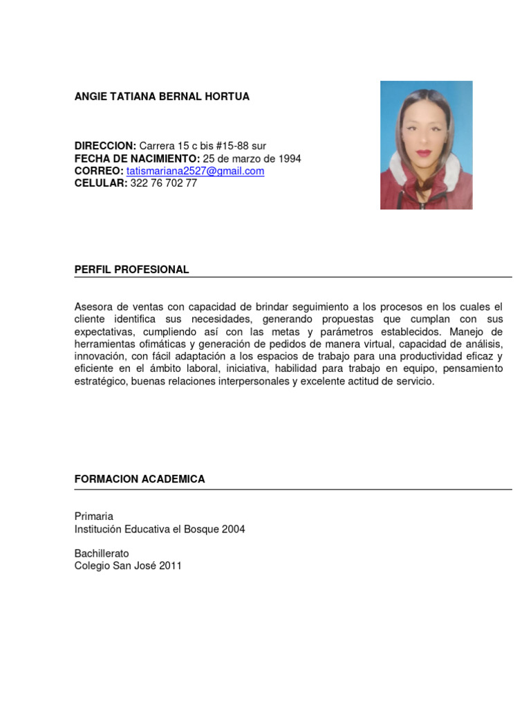 Perfil Profesional de Angie Bernal | PDF | Sector privado | Producción ...