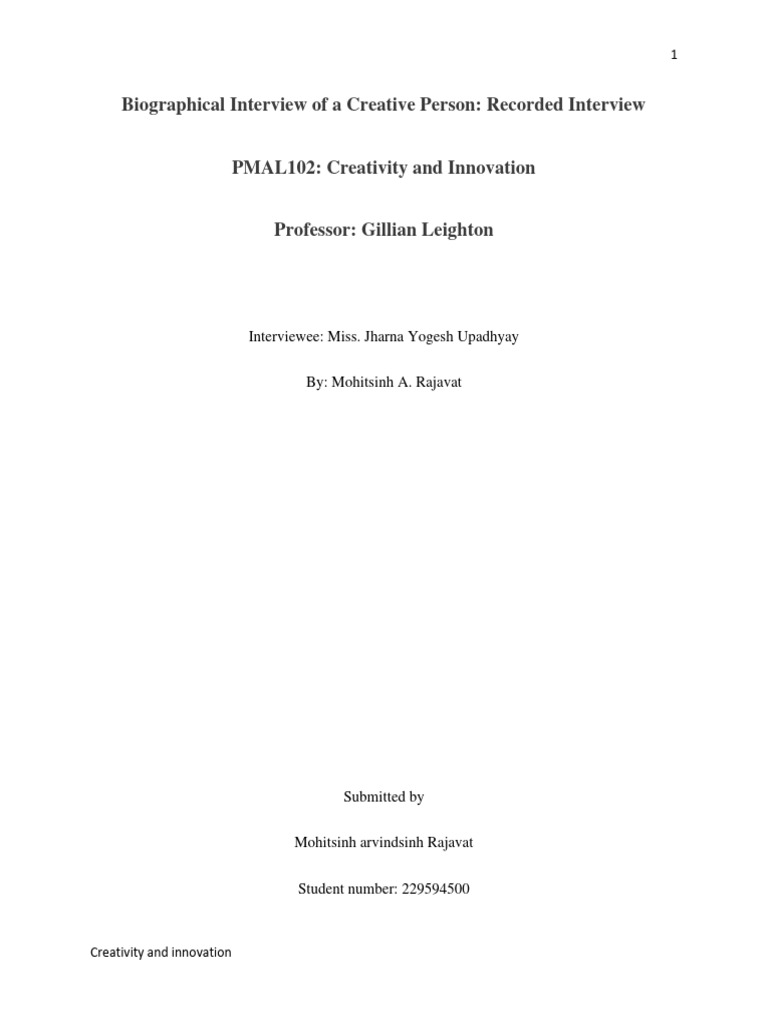 Biographical Interview of A Creative Person | PDF | Creativity | Thought