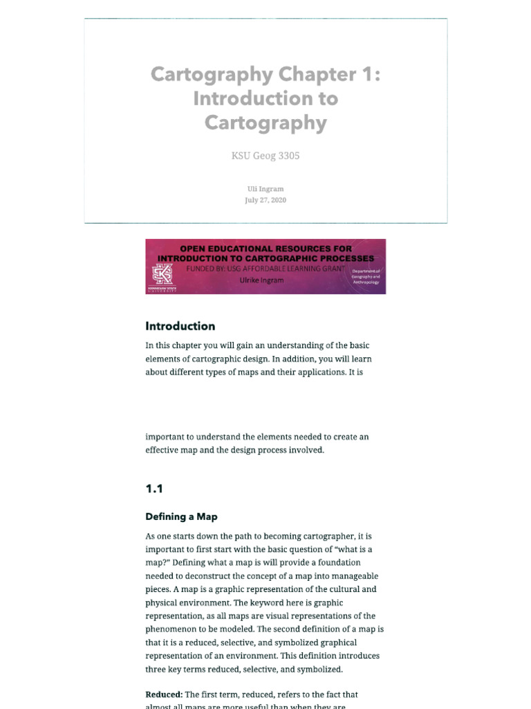Cartography Chapter 1 Introduction To Cartography | PDF