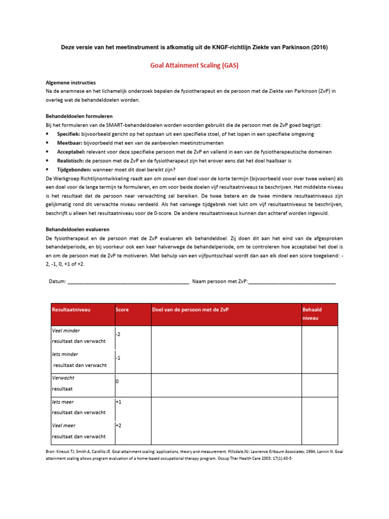 Goal Attainment Scaling (GAS) | PDF