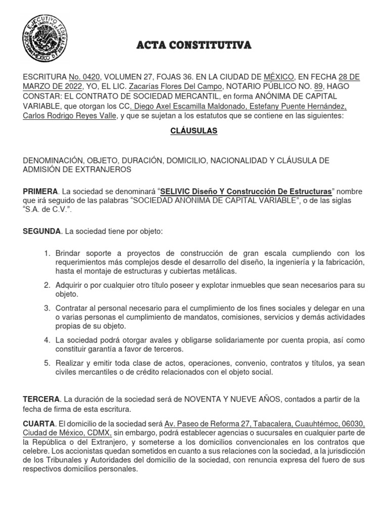 Acta Constitutiva | PDF