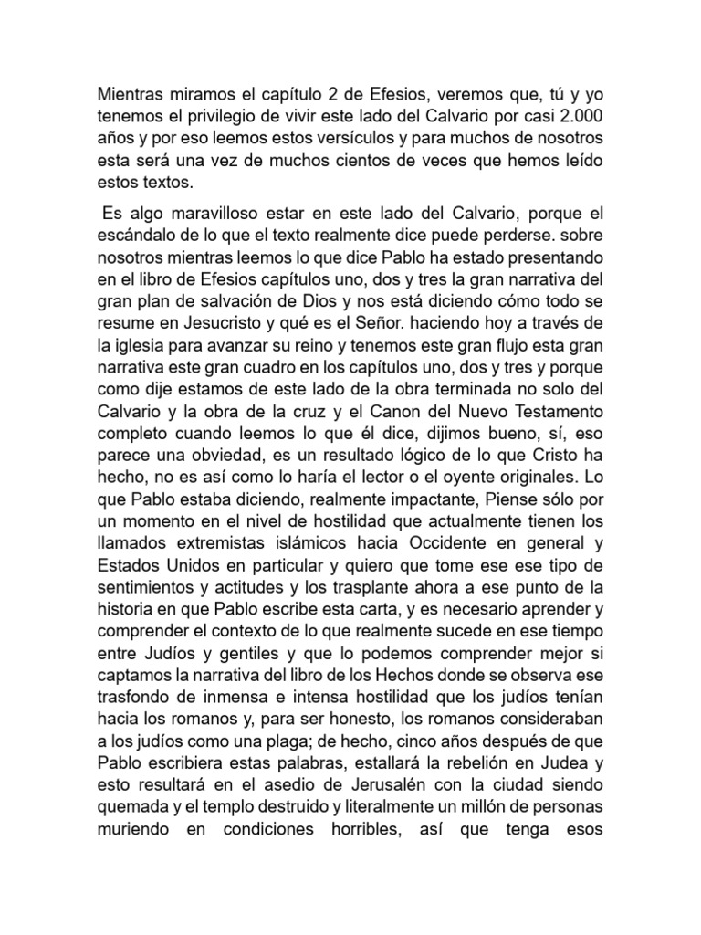 Mientras Miramos El Capítulo 2 de Efesios | PDF