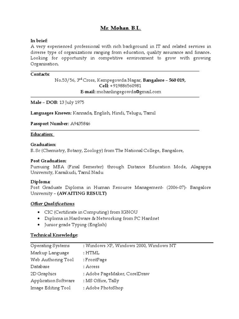 Resume Mohan | PDF | Microsoft Windows | Software
