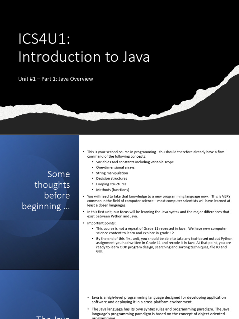 Unit #1 - Introduction To Java - Version 5.2 | PDF
