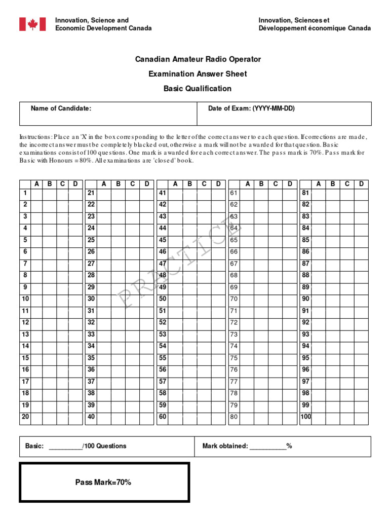 Canadian Amateur Radio Exam Sheet | PDF | Qualifications | Vocational ...