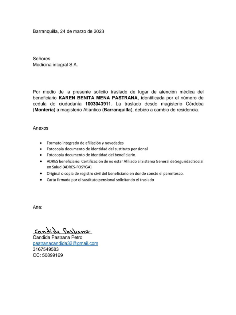 Carta Medicina Integral | PDF