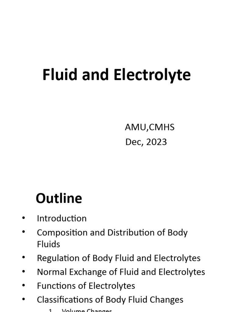 Body Fluid and Electrolyte Management | PDF | Causes Of Death ...