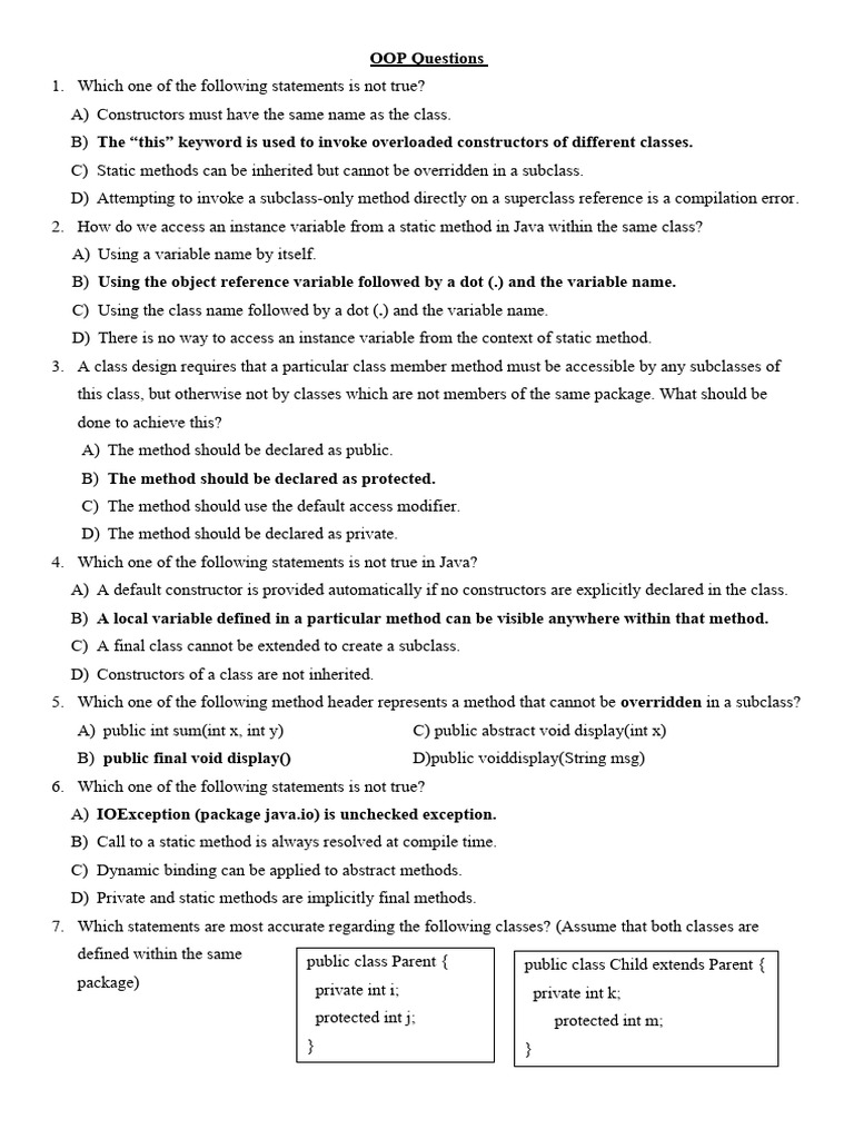 OOP Questions For Exit Exam | PDF