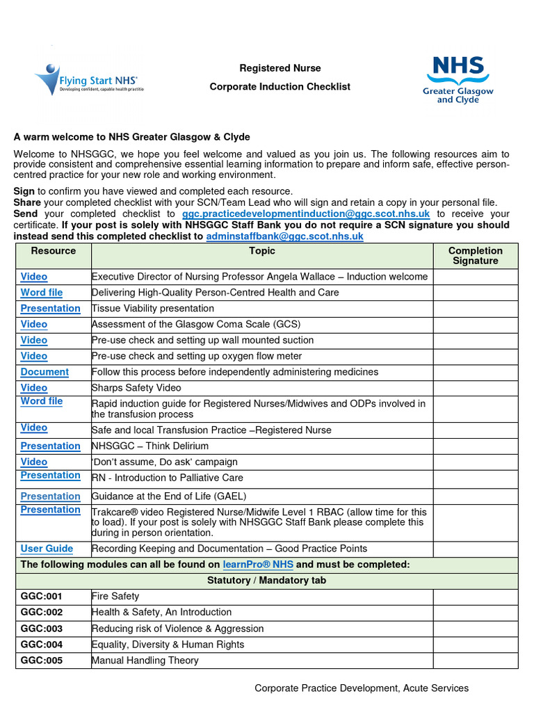 RN-induction-checklist 240105 144930 | PDF