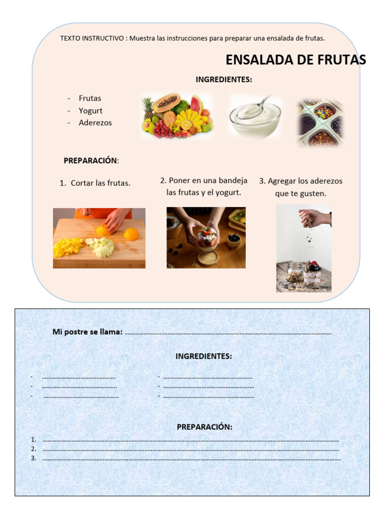 Texto Instructivo Ensalada de Frutas | PDF Texto Instructivo Ensalada de Frutas | PDF