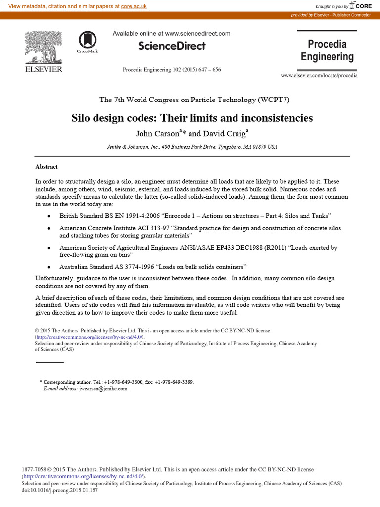 Silo Design Codes - Their Limits and Inconsistencies | PDF