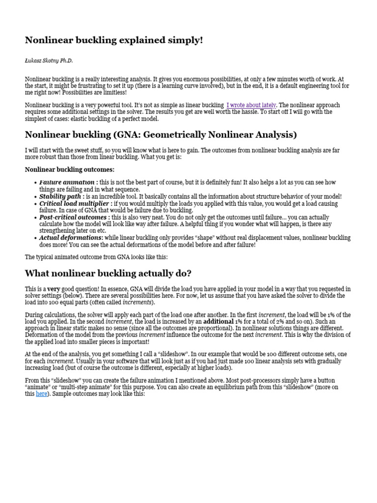 Nonlinear Buckling Analysis Simplified | PDF | Buckling | Deformation ...
