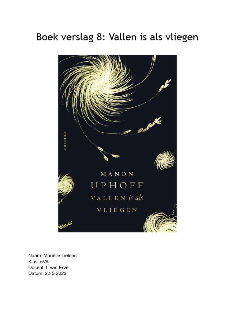 Boek Verslag 8 - Vallen Is Als Vliegen | PDF