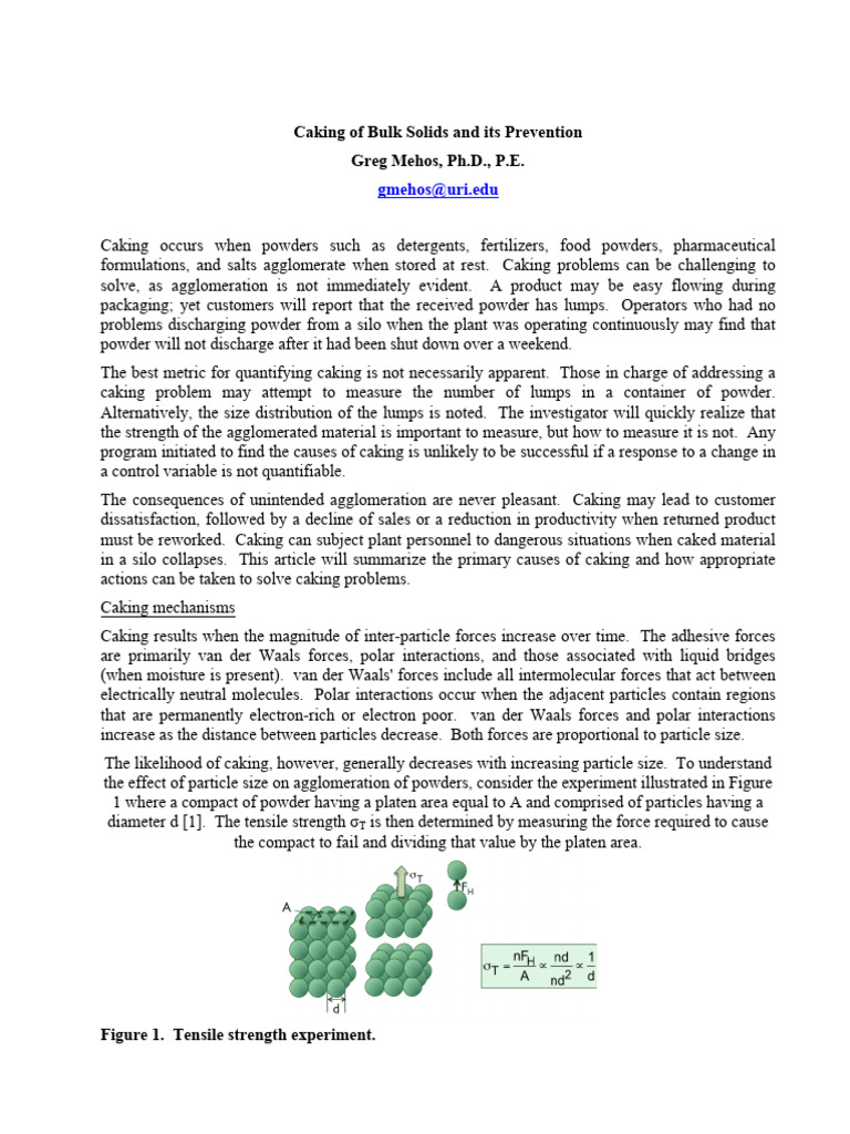 Preventing Caking in Bulk Powders | PDF | Strength Of Materials ...