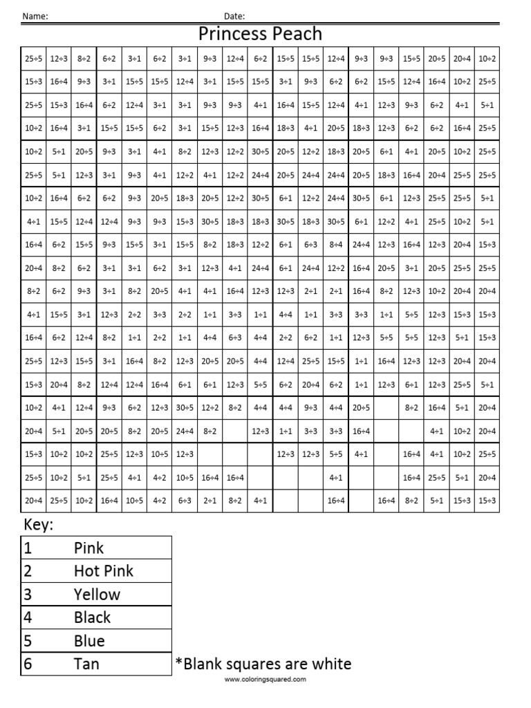 3MD Princess Peach Nintendo Division Coloring Worksheet | PDF