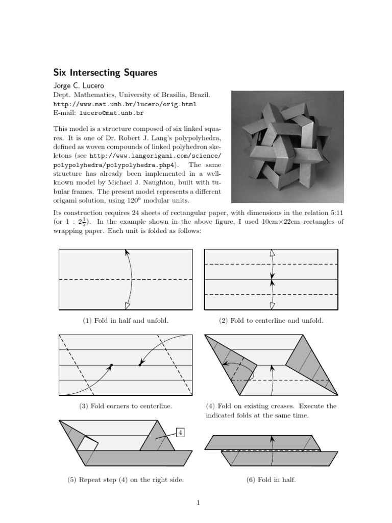 Origami Model of Six Intersecting Squares | PDF